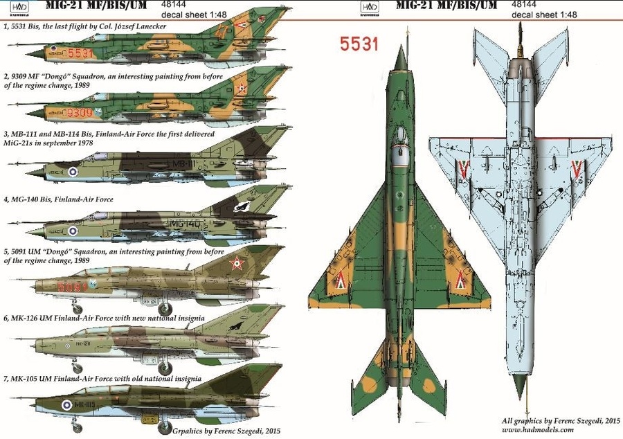 MiG-21 MF/Bis/UM - Decal sets - The48ers.com