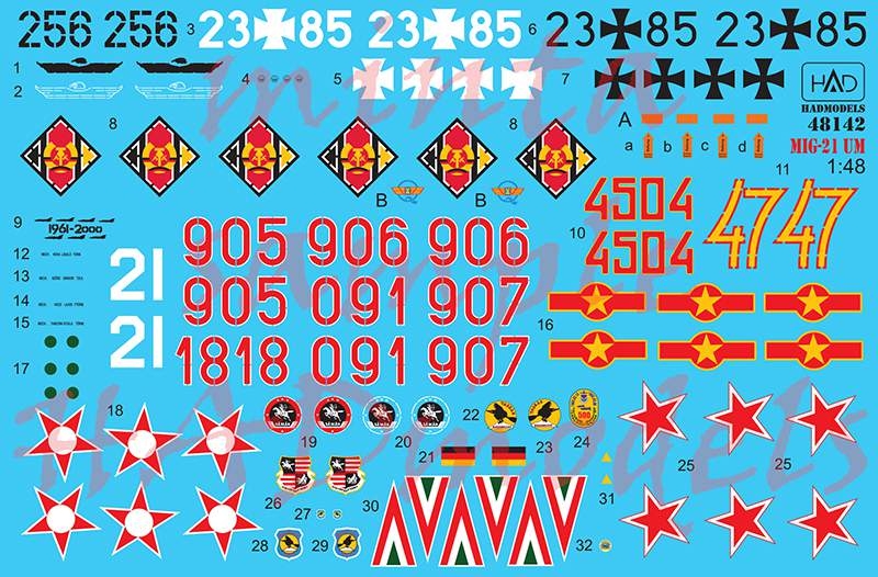 MiG-21 UM decal sheet