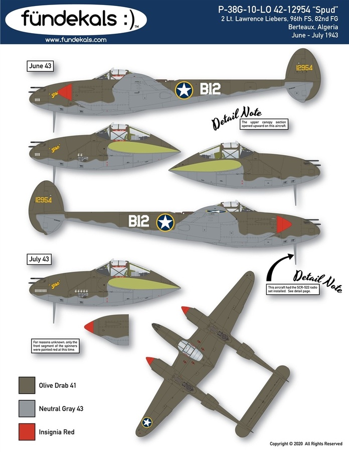 P-38 E/F/G/H decal set