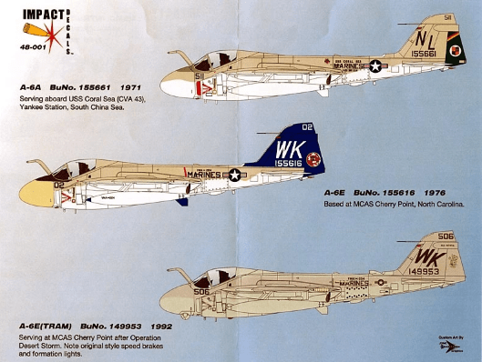 A-6A USMC Intruder part 1 VMA(AW)-224 Bengals decal sheet