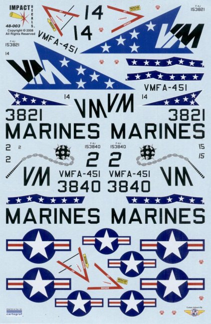 VMFA-451 Warlords F-4J Phantoms decal sheet
