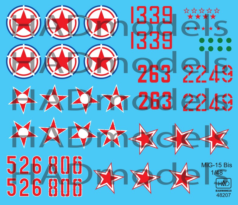 MiG-15 Bis decal sheet