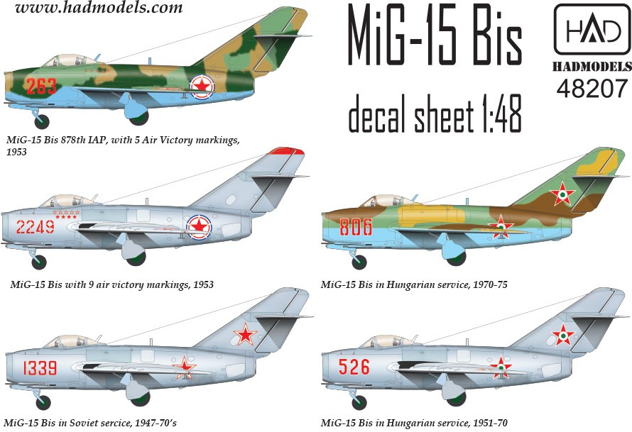 MiG-15 Bis decal sheet