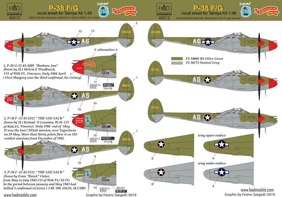 P-38 F/G decal sheet