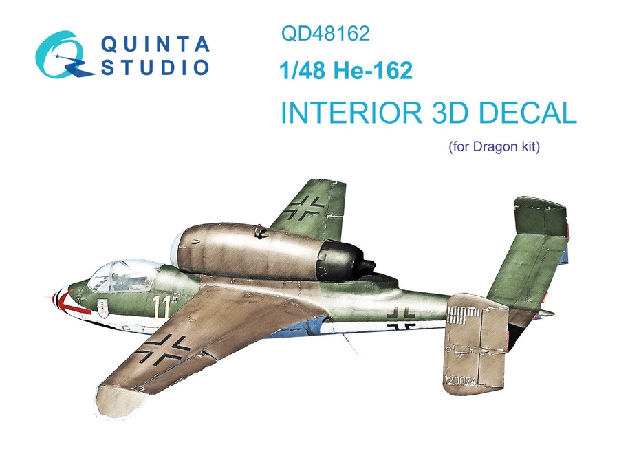 He 162 3D-Printed & coloured Interior on decal paper