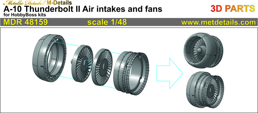 Resin sets :: A-10 Thunderbolt II air intakes and fans