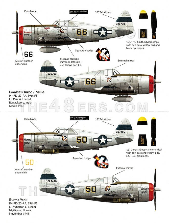 Decals :: P-47D Razorback Thunderbolts BURMA BANSHEES / CBI 89th FS ...