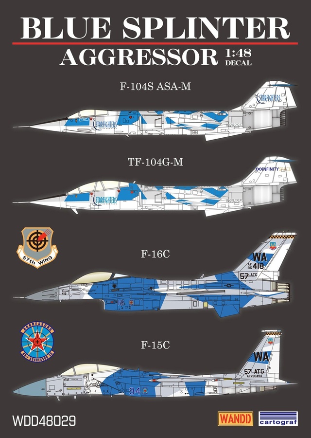 USAF Blue Splinter Aggressor F-16, F-15, F-104