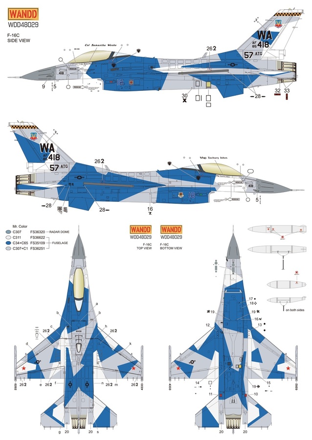 USAF Blue Splinter Aggressor F-16, F-15, F-104