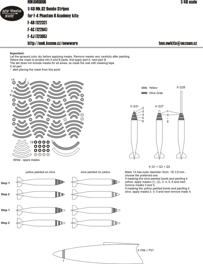 Mk.82 bombs stripes for F-4 kits