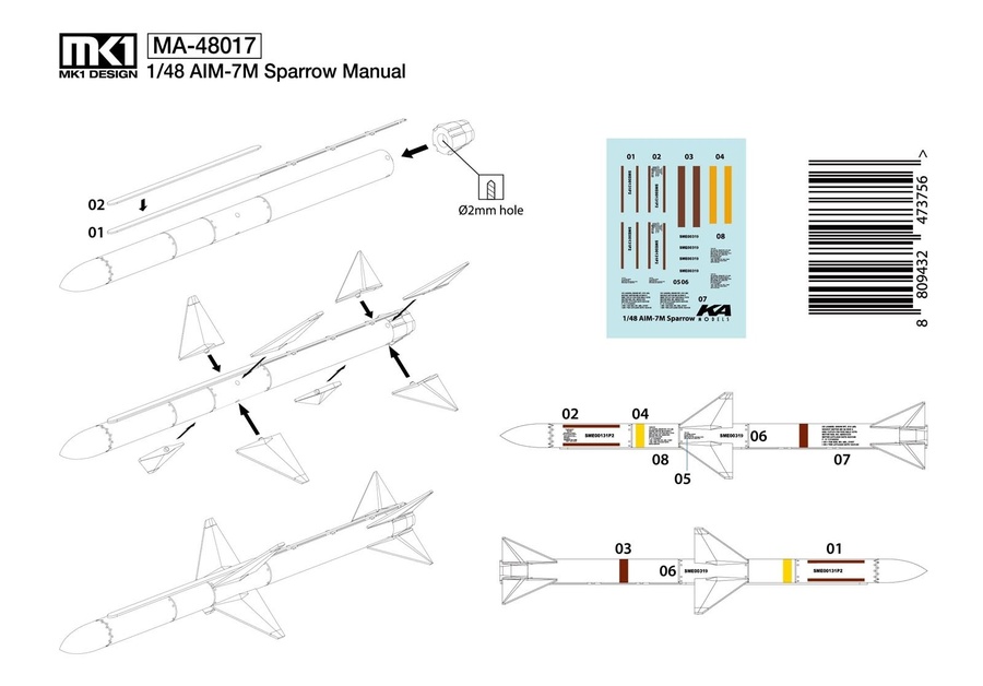 AIM-7M sparrow missile set (x2)