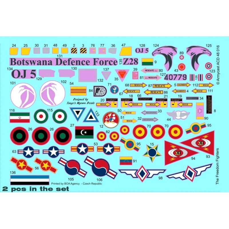 F-5A/B decal set for 13 users worldwide