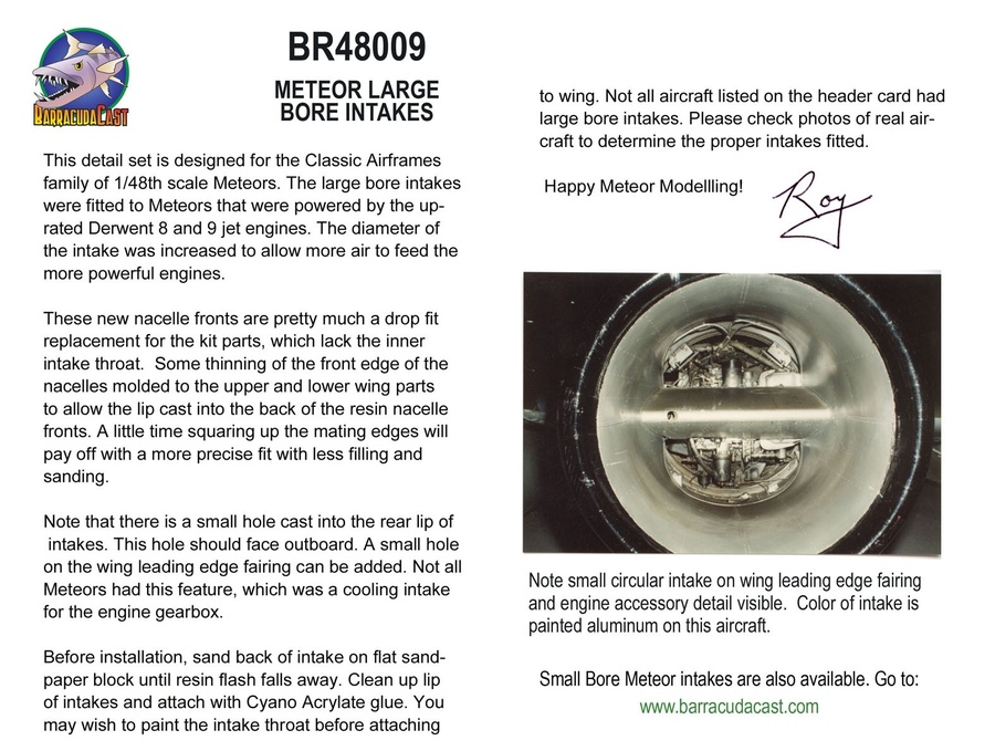 Meteor large bore intakes