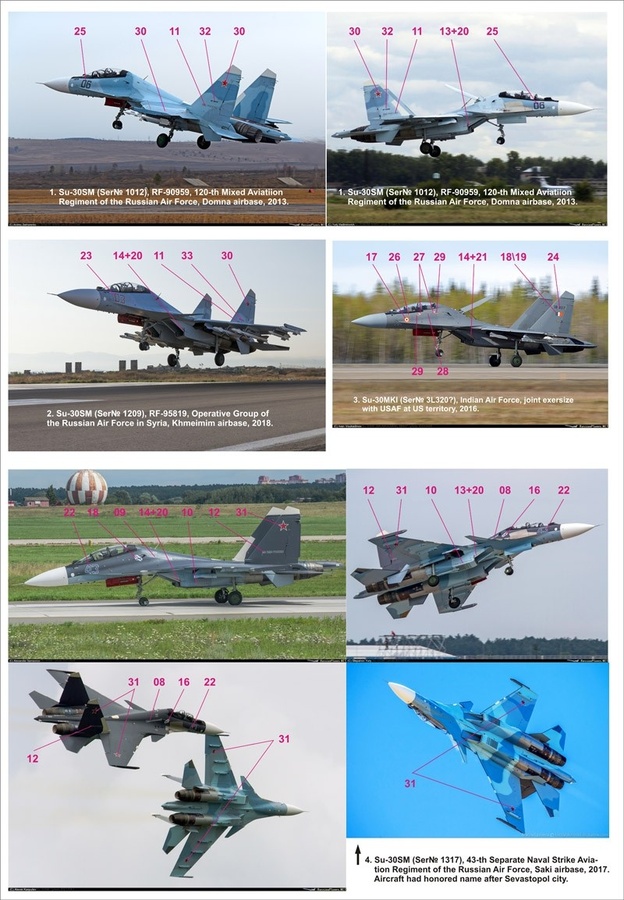 Su-30SM and Su-30MKI decals (Russia / India)