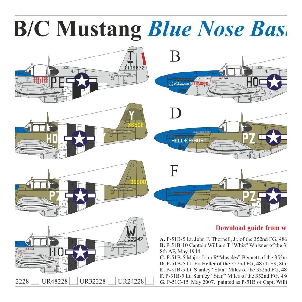 P-51B/C Mustang Blue Nose Bastards with stencils