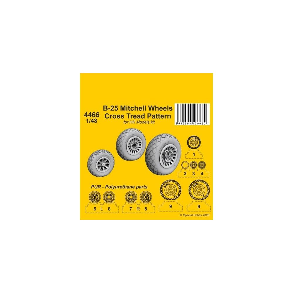 B-25 Mitchell Wheels/ Cross tread pattern