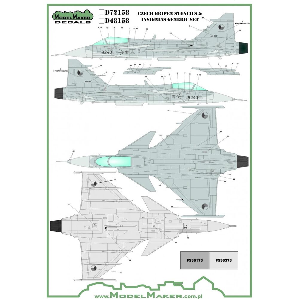 Czech Gripen Stencils & Insignias generic set