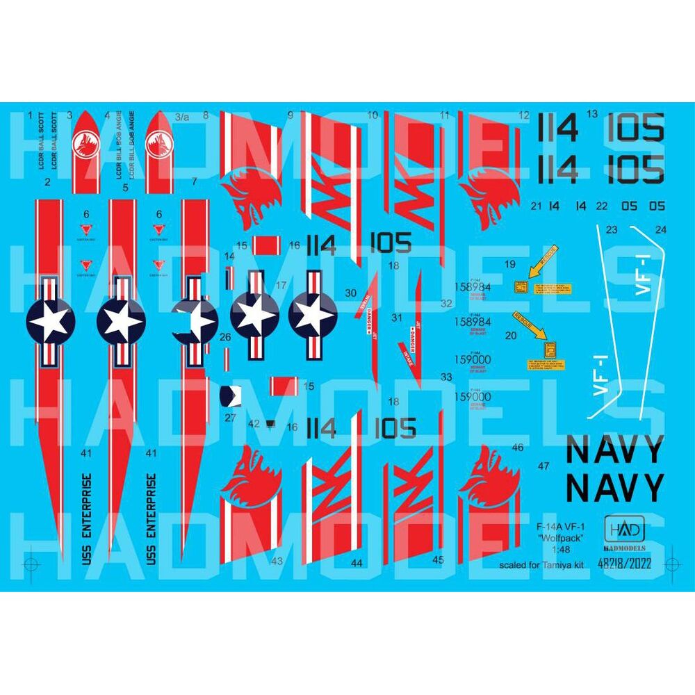 F-14A VF-1 ''Wolfpack'' decal sheet