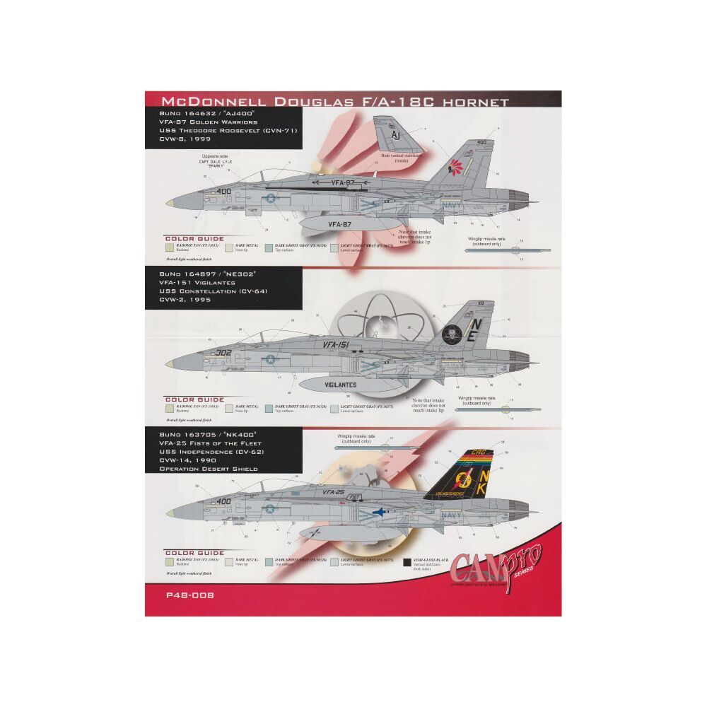 F/A-18C Hornet VFA-87 Golden Warriors, VFA-151 Vigilantes, VFA-25 Fists ...