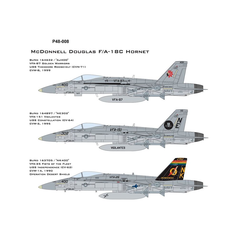 F/A-18C Hornet VFA-87 Golden Warriors, VFA-151 Vigilantes, VFA-25 Fists ...