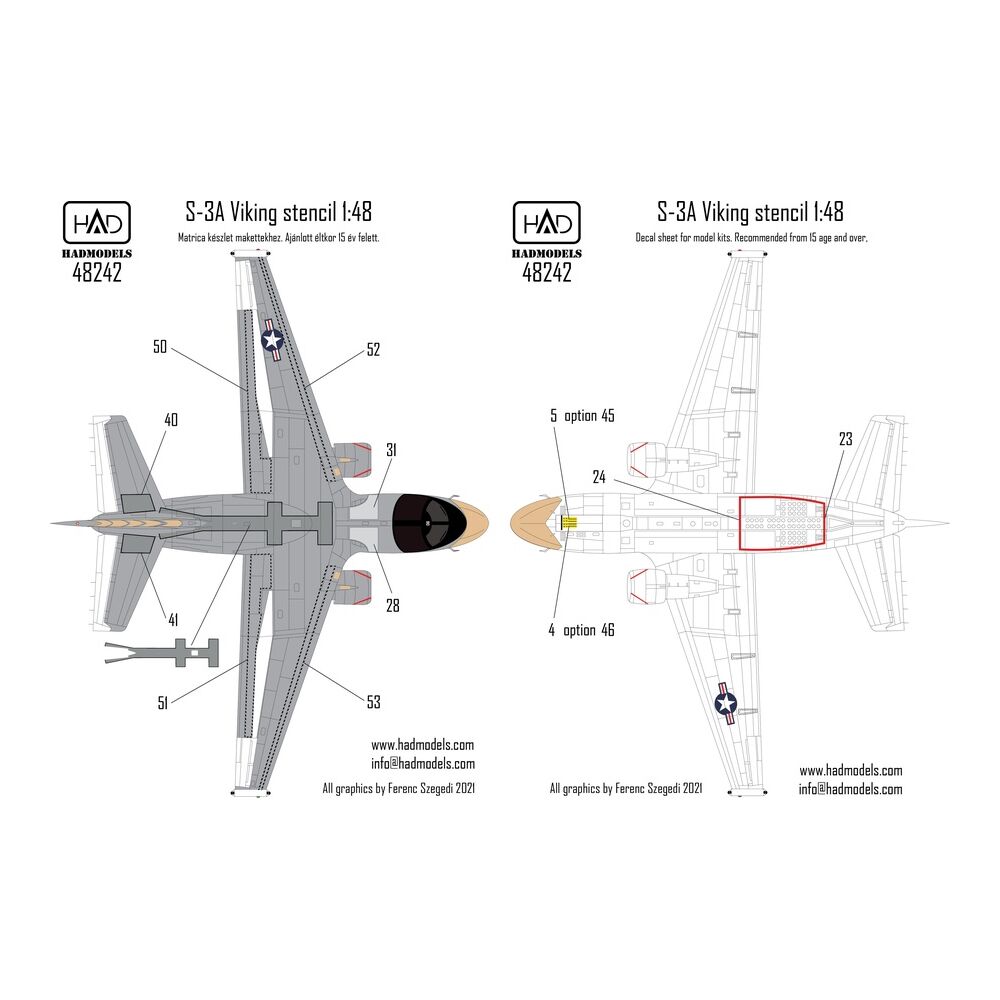 S-3A Stencil set decal sheet