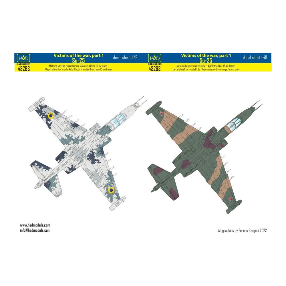 Losses of the WAR - Ukrainian and Russian SU-25 decal sheet