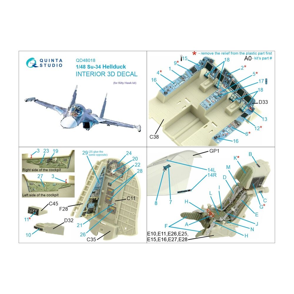 Su-34 3D-Printed & coloured Interior on decal paper