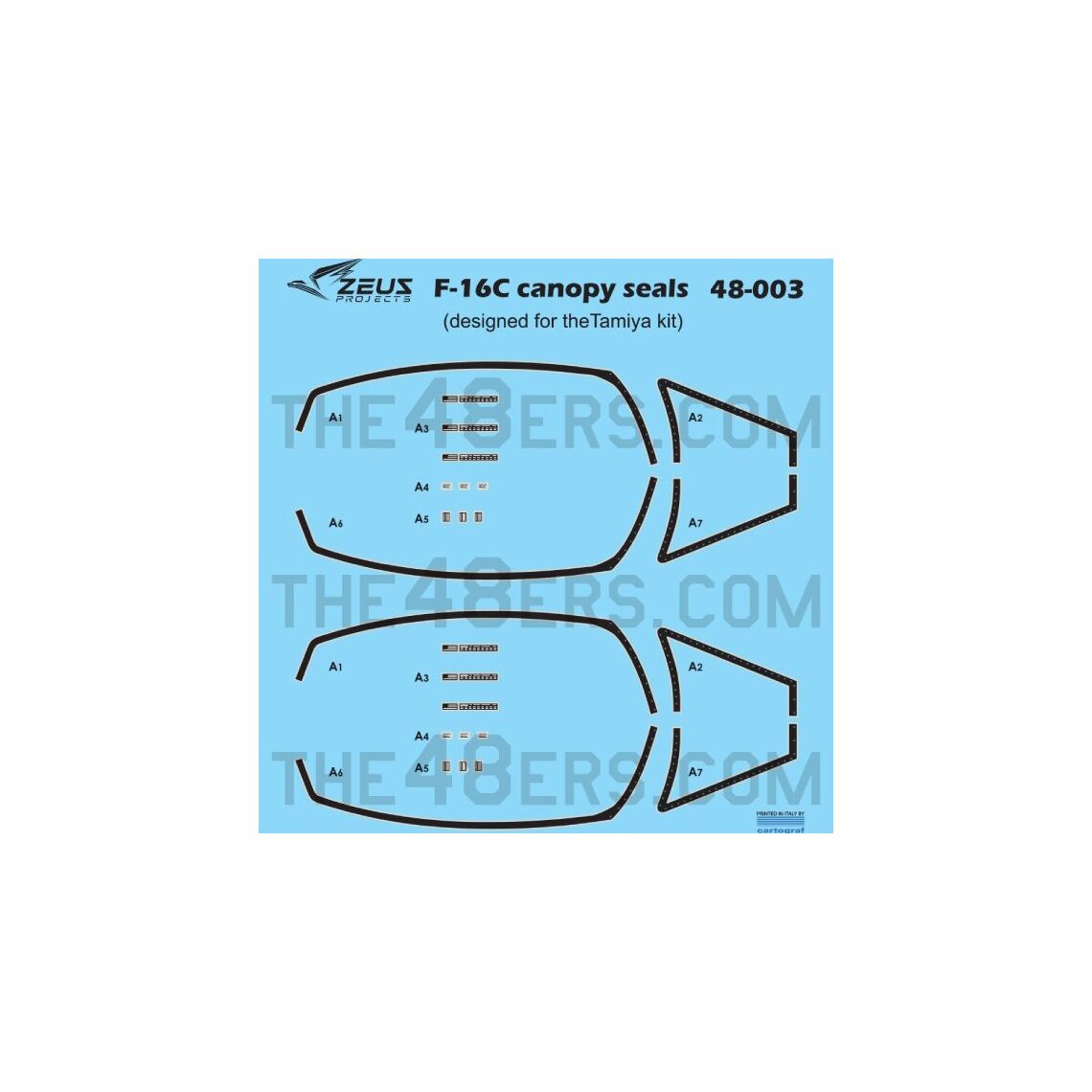 F-16 canopy frame set (x2) with stencils
