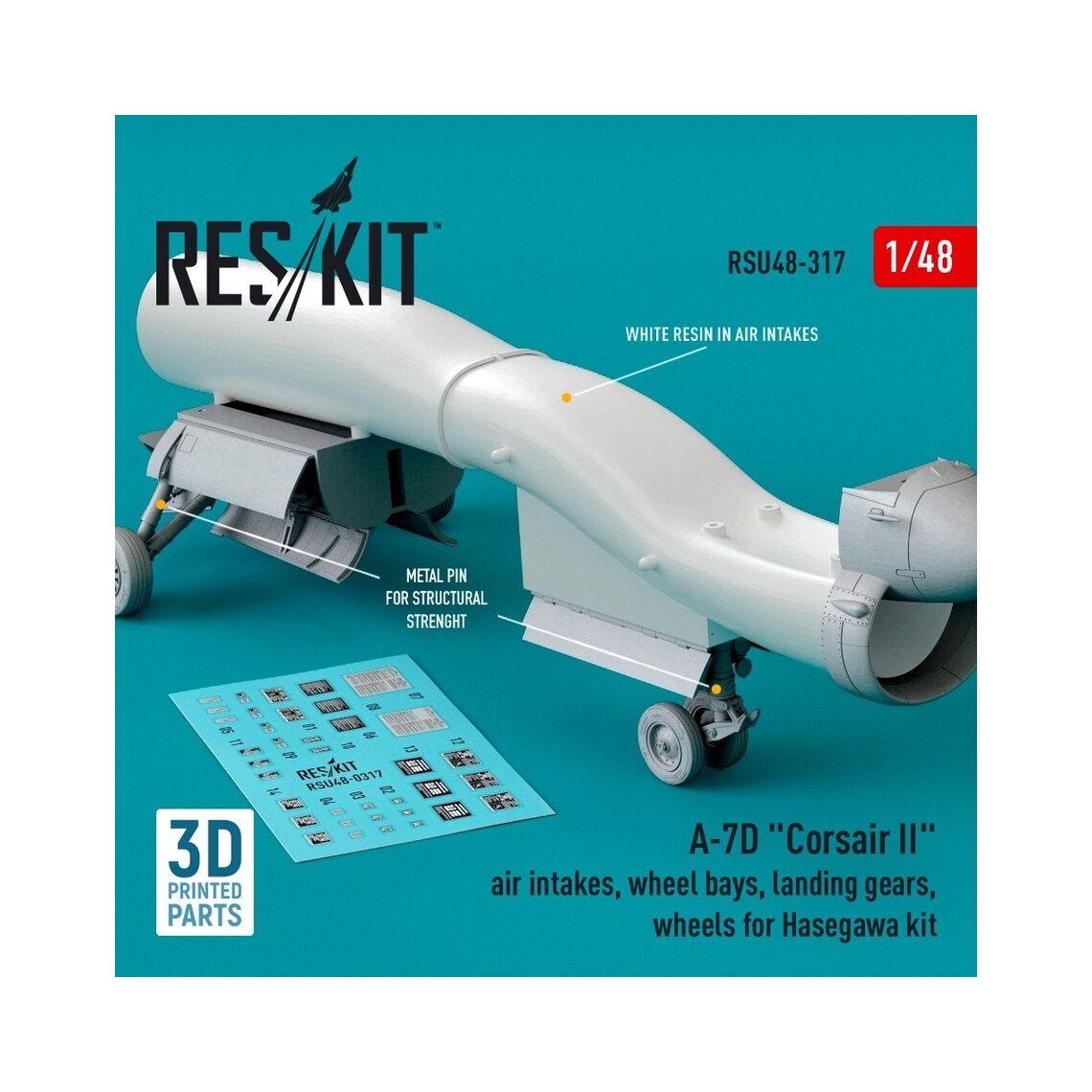 A-7D "Corsair II" air intakes, wheel bays, landing gears, wheels(3D ...