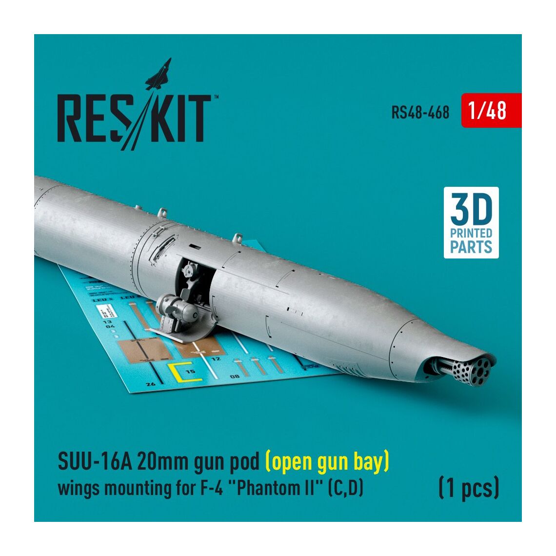 SUU-16A 20mm gun pod (open gun bay) wings mounting for F-4 "Phantom II ...