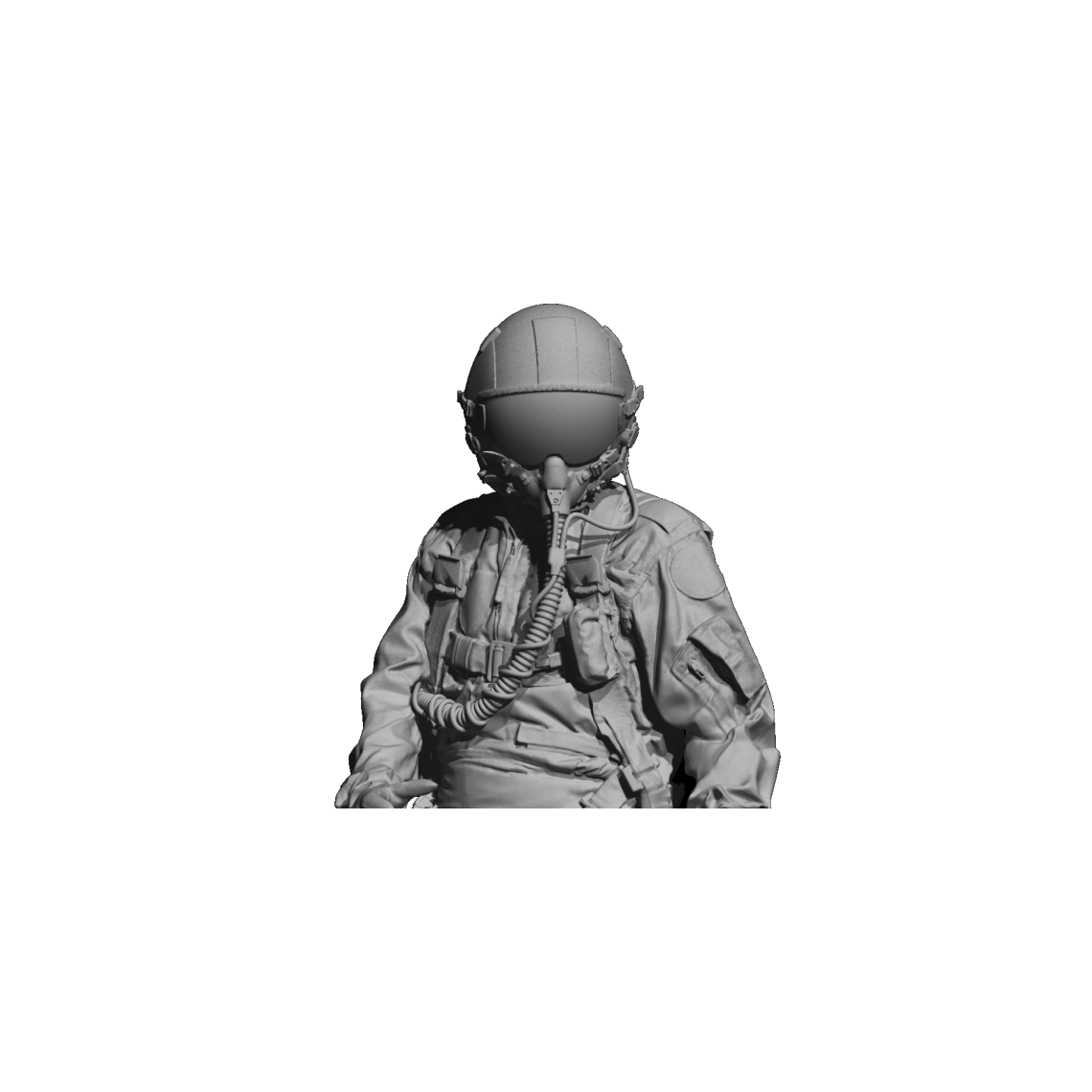 USAF modern F-15 pilot seated 6 with HGU-55 helmet, MBU-12 mask ...