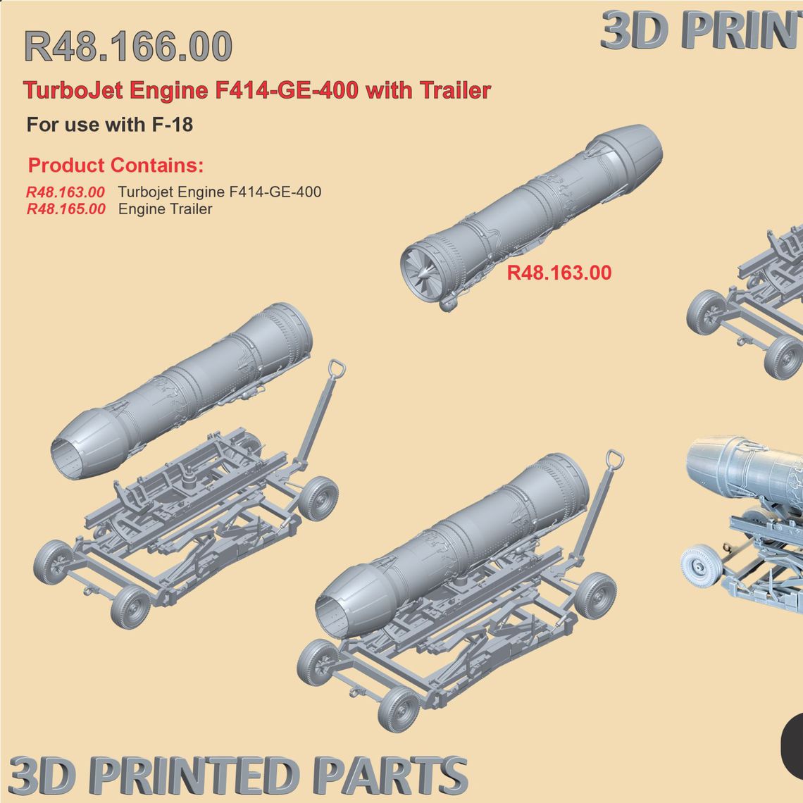 F-18 Turbo Jet Engine F414-GE-400 with Trailer
