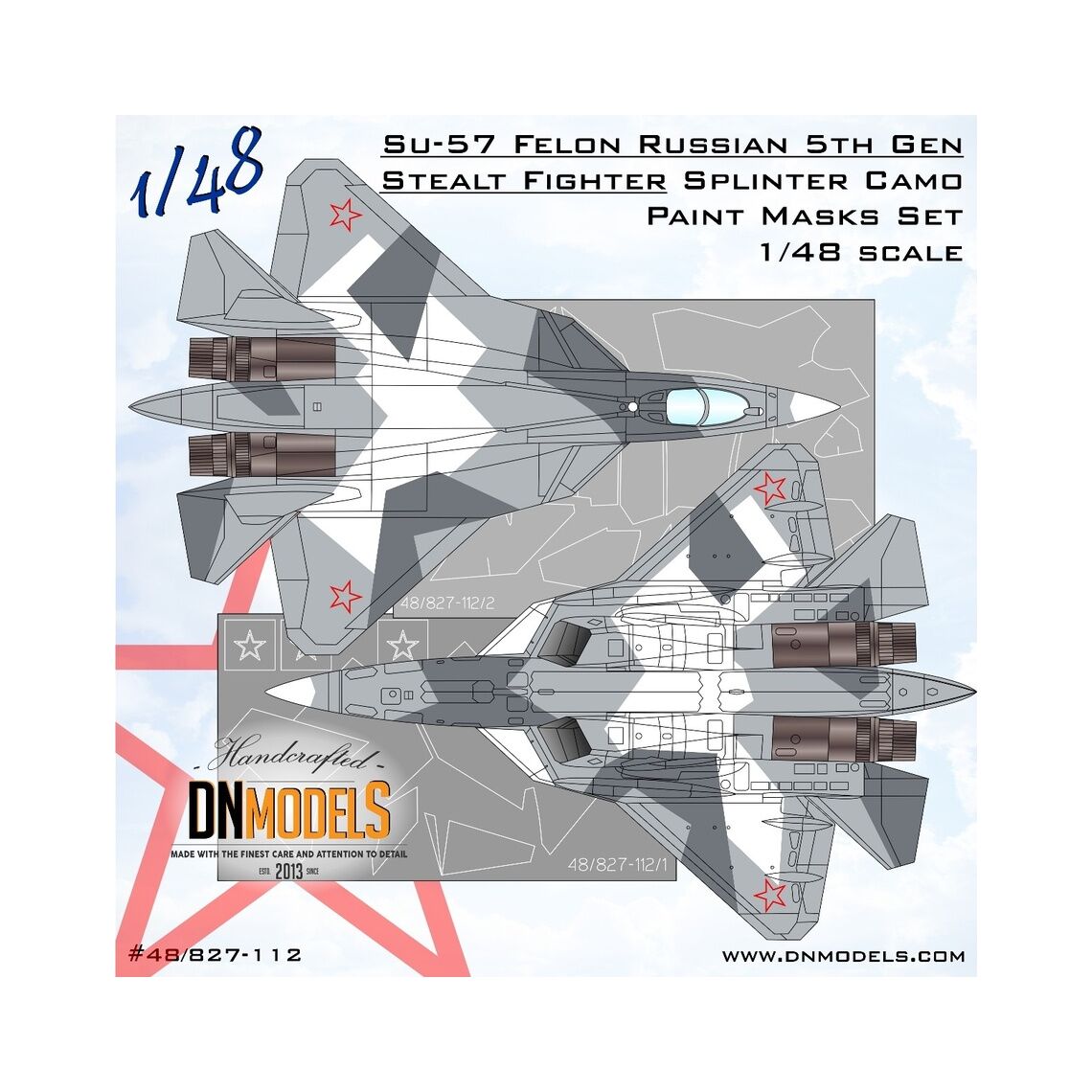 Su-57 Felon Russian 5th Gen stealth fighter splinter camo paint masks set