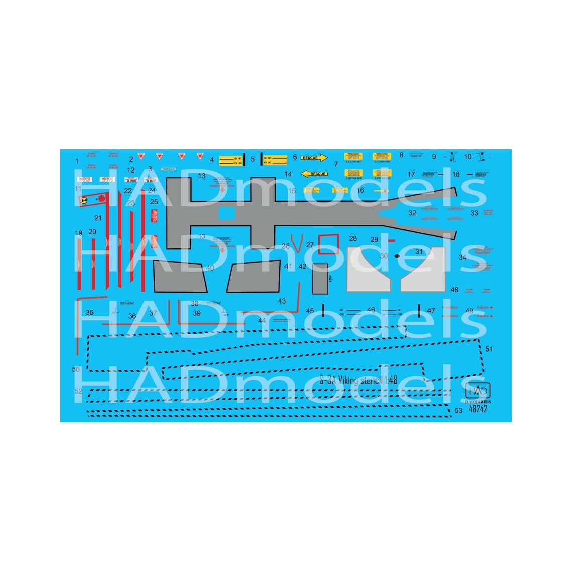 S-3A Stencil set decal sheet