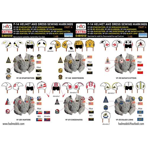 F-14 Patches and helmet markings PART 4 decal sheet