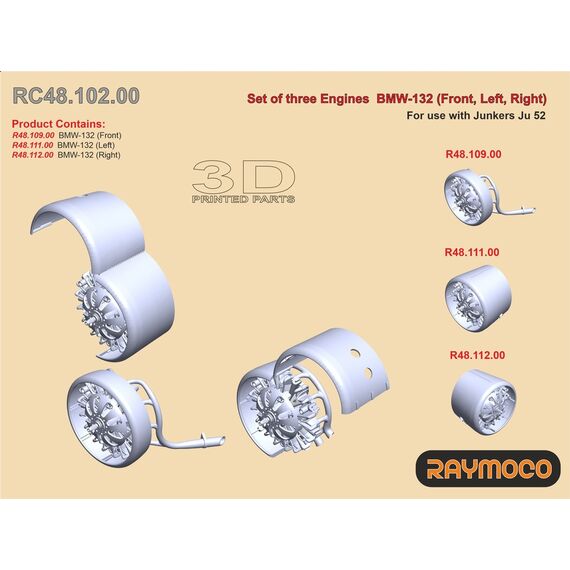 BMW-132 Set of three engines (Front, Left, Right)