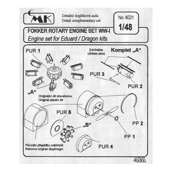 Fokker rotary engine set WW I (Oberursel 110 hp)