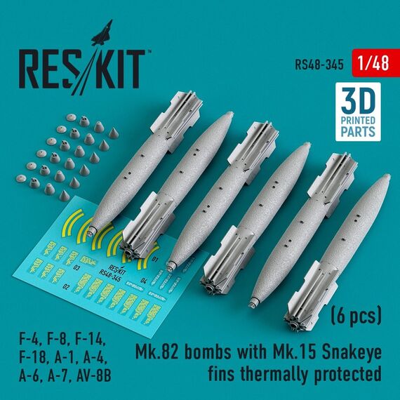 Mk.82 bombs with Mk.15 Snakeye fins thermally protected (6 pcs)