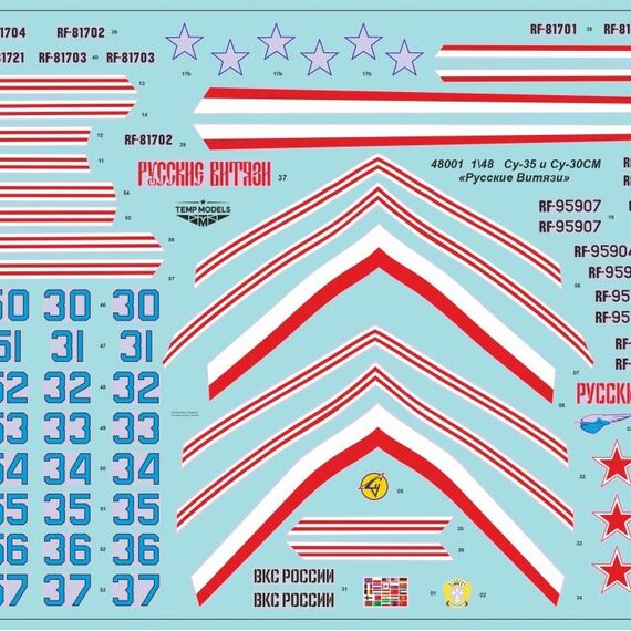 Su-35 / Su-30SM decal sheet