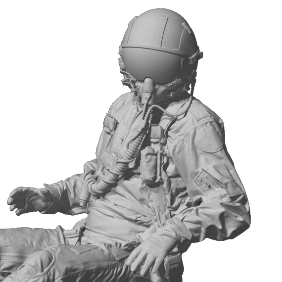 USAF modern F-16 pilot seated 4 with HGU-55 helmet, MBU-12 mask ...