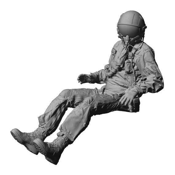 USAF modern F-16 pilot seated 4 with HGU-55 helmet, MBU-12 mask ...