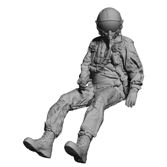 USAF modern F-15 pilot seated 6 with HGU-55 helmet, MBU-12 mask ...
