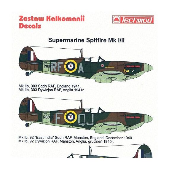 Spitfire Mk I/IIB decal sheet