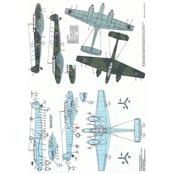 Bf 110C decal sheet