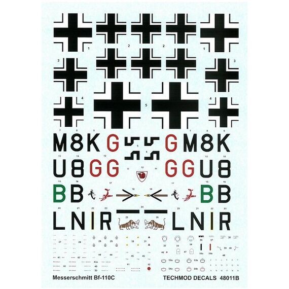 Bf 110C decal sheet