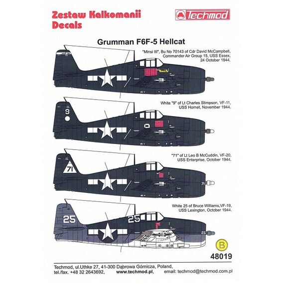 F6F-5 Hellcat decal sheet