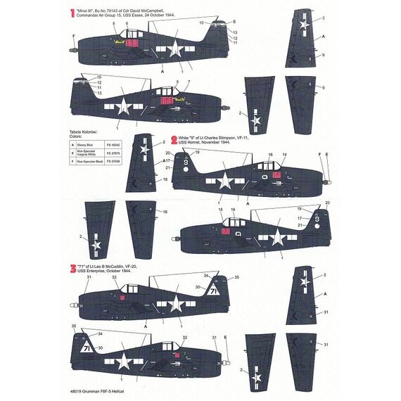 F6F-5 Hellcat decal sheet