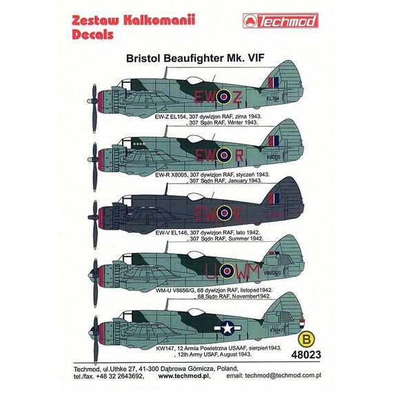 Beaufighter VI decal sheet