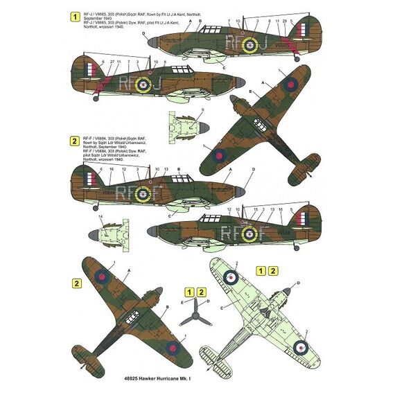 Hurricane Mk I decal sheet