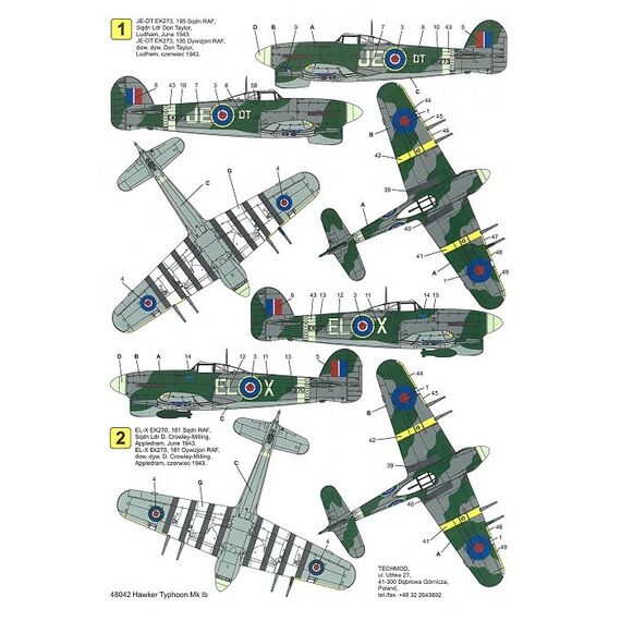 Hawker Typhoon IB decal sheet
